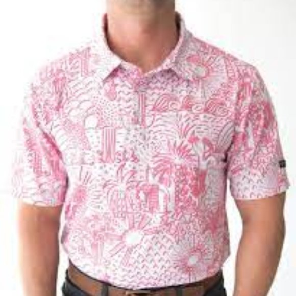 Yatta | Shirts | Yatta Mens Tropical Pink Shaka Life Golf Polo | Poshmark